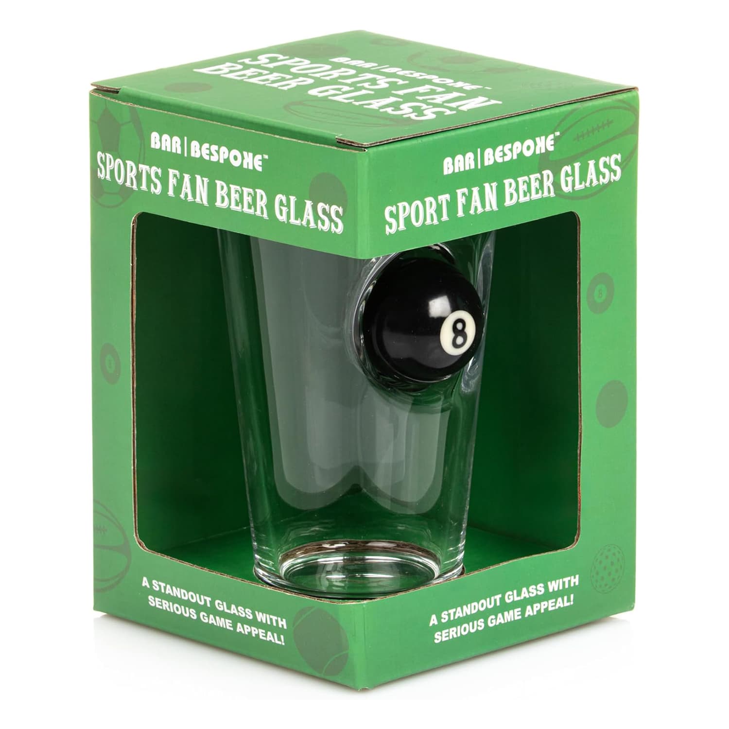 Pool Ball Beer Glass – Handcrafted with Embedded No. 8 Ball