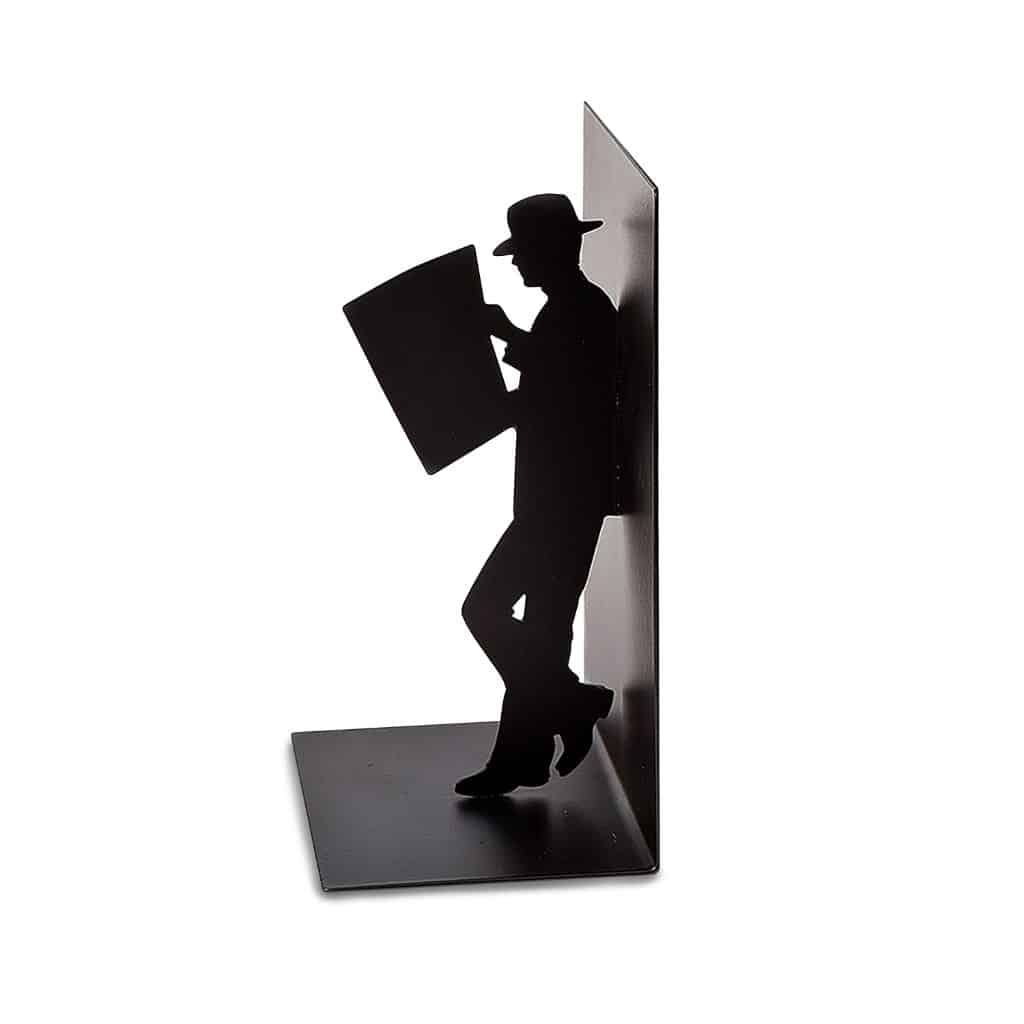 The Reader Metal Bookend with Reading Man Silhouette by Balvi